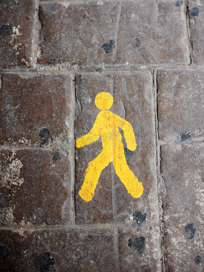 Yellow Pedestrian Lane Sign Stock Image - Image of safety, land: 72911659