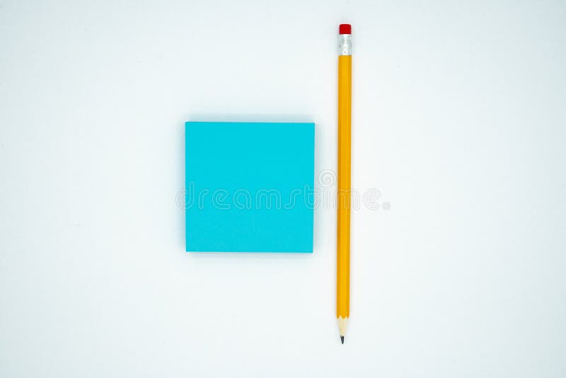 Yellow Pencil and Blank Sticky Notes, Isolated on White. the Concept of ...