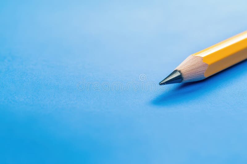 Yellow Pencil on a Blue Background Stock Illustration - Illustration of ...