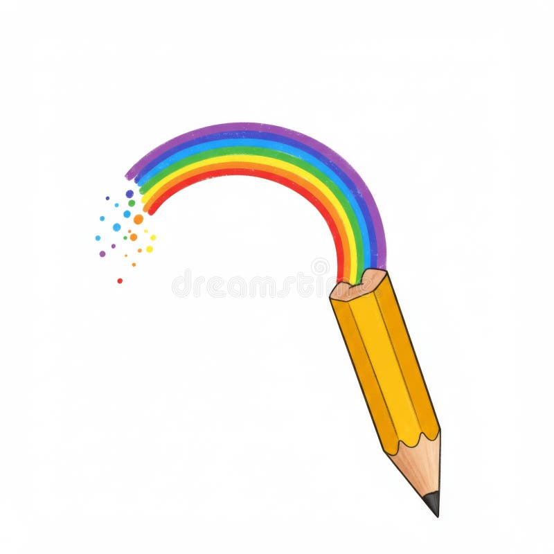 Yellow Pencil Drawing Colorful Rainbow Arc Stock Illustration ...