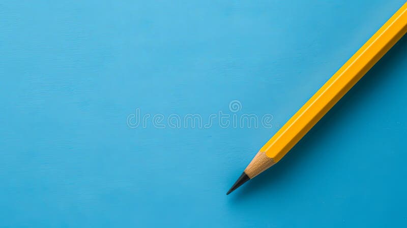 Yellow Pencil on Electric Blue Surface Writing Implement Accessory ...
