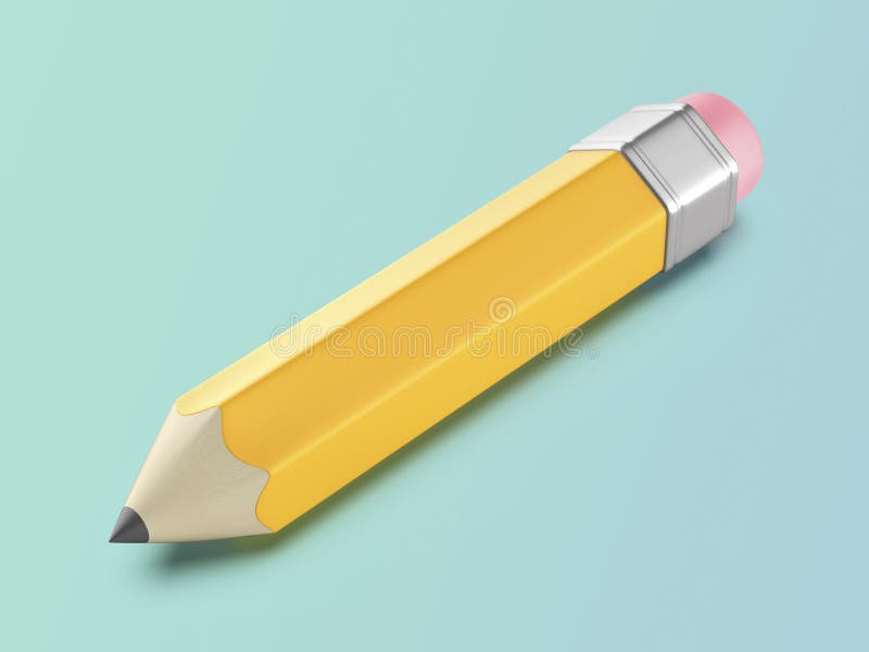Yellow pencil with eraser stock illustration. Illustration of icon ...