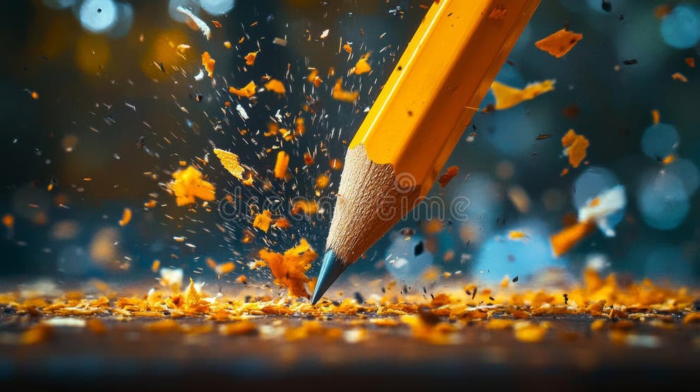Yellow Pencil Exploding with Wood Shavings Stock Illustration ...
