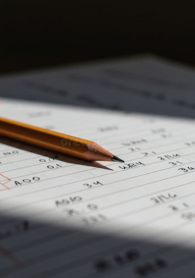 Yellow Pencil on Mathematics Worksheet with Graphs and Calculations in ...