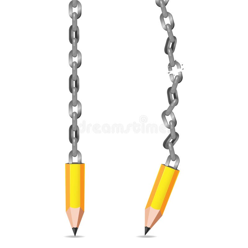 Yellow Pencil Metal Chain Broken Stock Vector - Illustration of concept ...