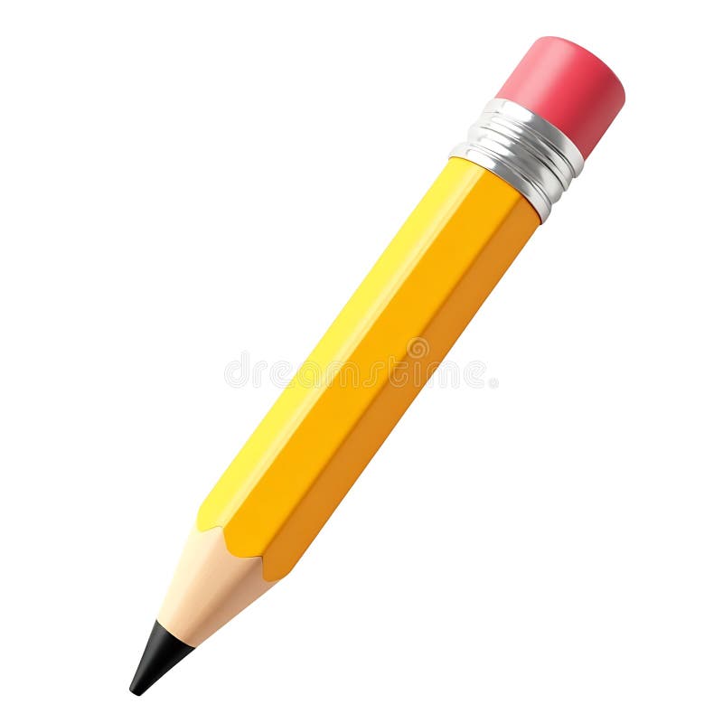 Yellow Pencil with Pink Eraser Isolated on White Background Stock ...