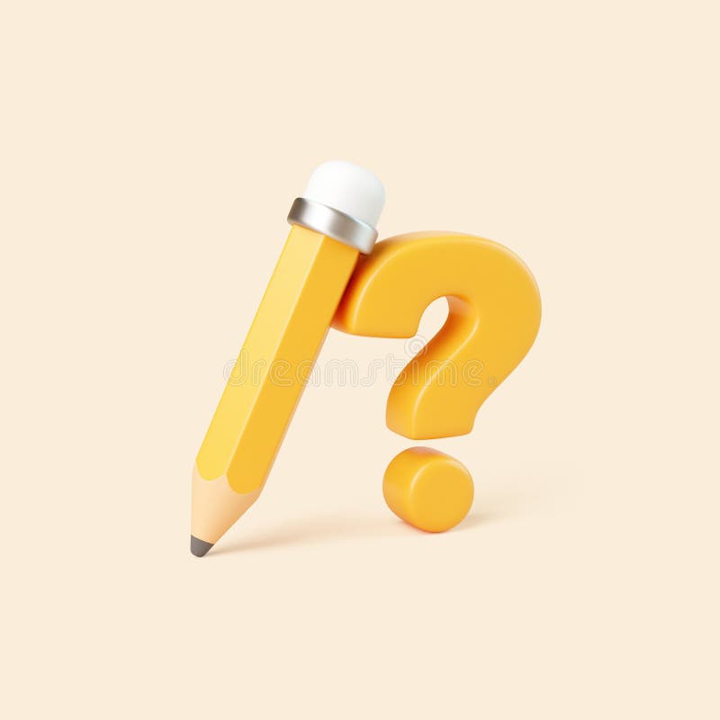 Yellow Pencil and Question Mark on Beige Background Stock Illustration ...