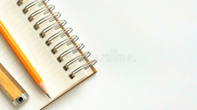 A Yellow Pencil Rests on a Blank Spiral Notebook, Ready for Note-taking ...