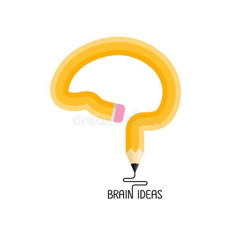 Yellow Pencil in the Shape of a Human Brain. Stock Vector ...