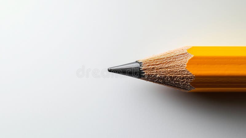 A Yellow Pencil with a Sharp Point, on White Background Stock ...