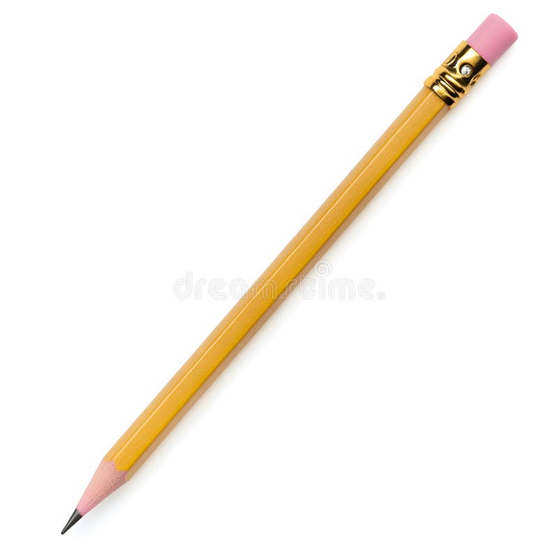 Short, Sharpened, Unused Yellow Pencil with Pink Eraser Lies Diagonally ...