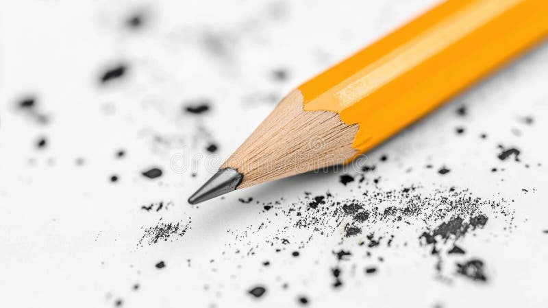 A Yellow Pencil with a Sharpened Tip Rests on a White Surface ...