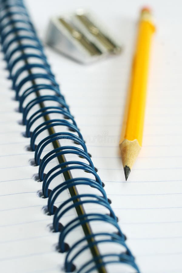 Yellow Pencil and Spiral Notebook Stock Photo - Image of equipment ...