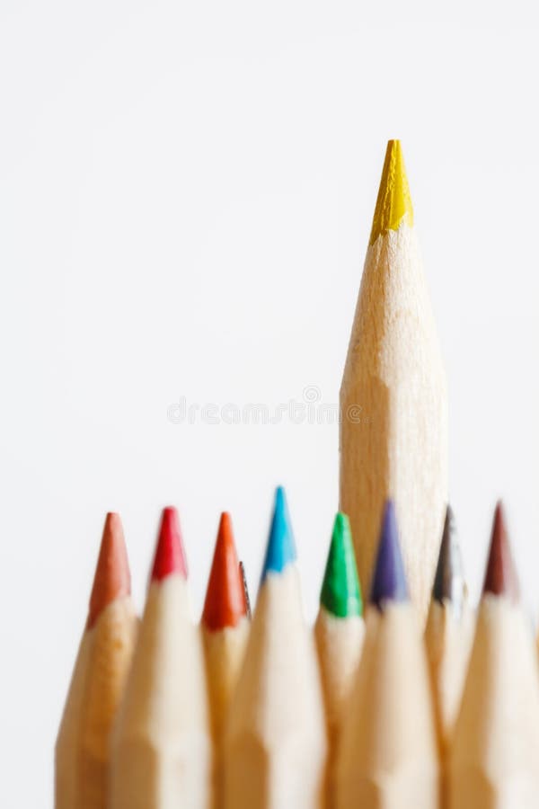 Yellow pencil standing out stock image. Image of paint - 28937989