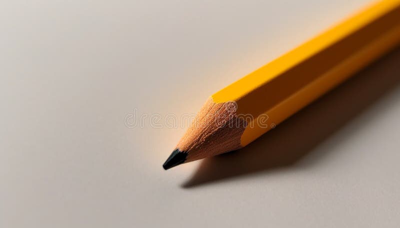 Yellow Pencil on Wood Table, Sharp Tip, on White Generated by AI Stock ...