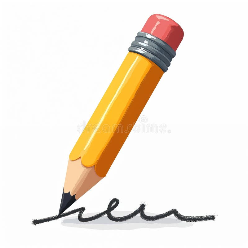 Yellow Pencil Writes Wavy Line on White Background. Illustration Shows ...