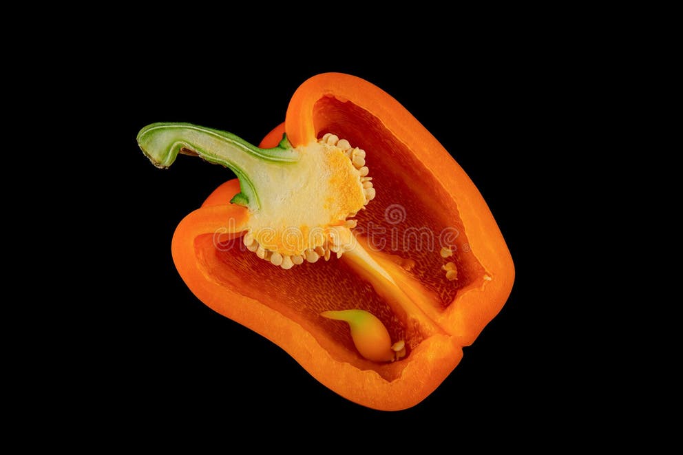 Yellow Pepper Cut in Half Revealing Internal Shape Stock Photo - Image ...