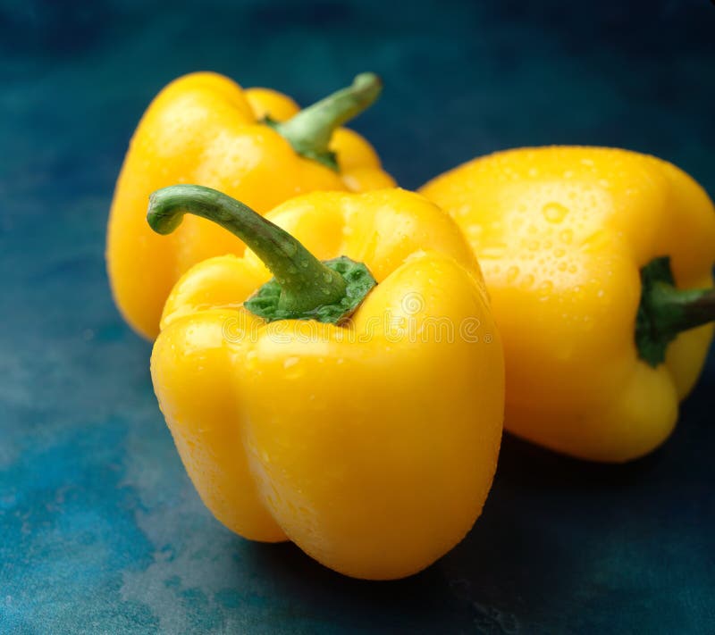 Yellow Peppers stock image. Image of yellow, drops, eating - 14193441