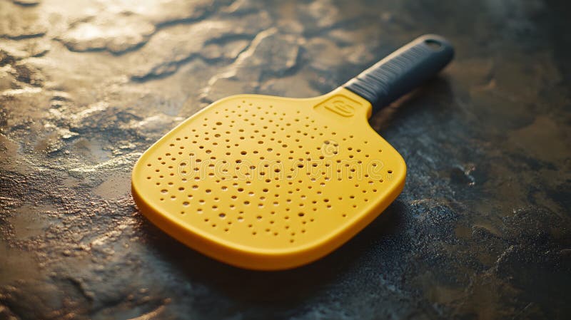 Yellow Perforated Paddle Racket Product Photography Stock Illustration ...