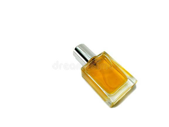 Yellow Perfume Bottle Isolated Stock Image - Image of white, aromatic ...