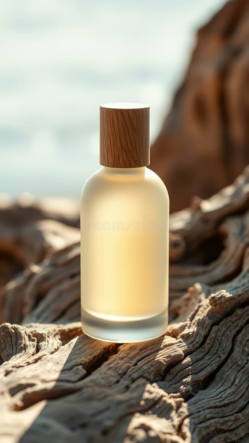 Yellow Perfume Bottle Mockup Design with Natural Background Stock ...