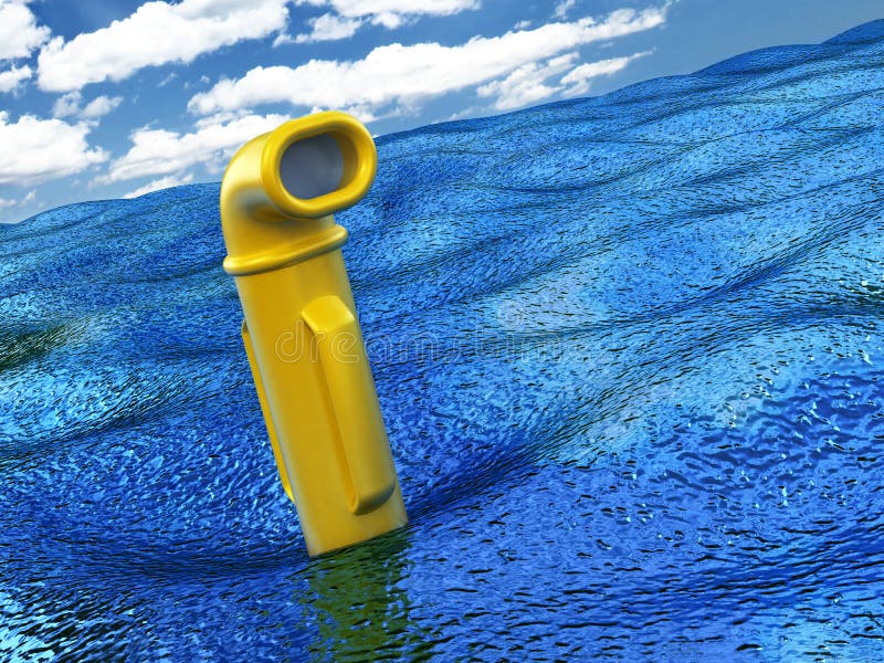 Yellow Periscope Over Water Stock Illustration - Illustration of ...