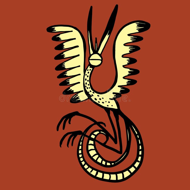 Phoenix Yellow Silhouette Drawn by Ornate Lines in a Flat Style. Tattoo ...