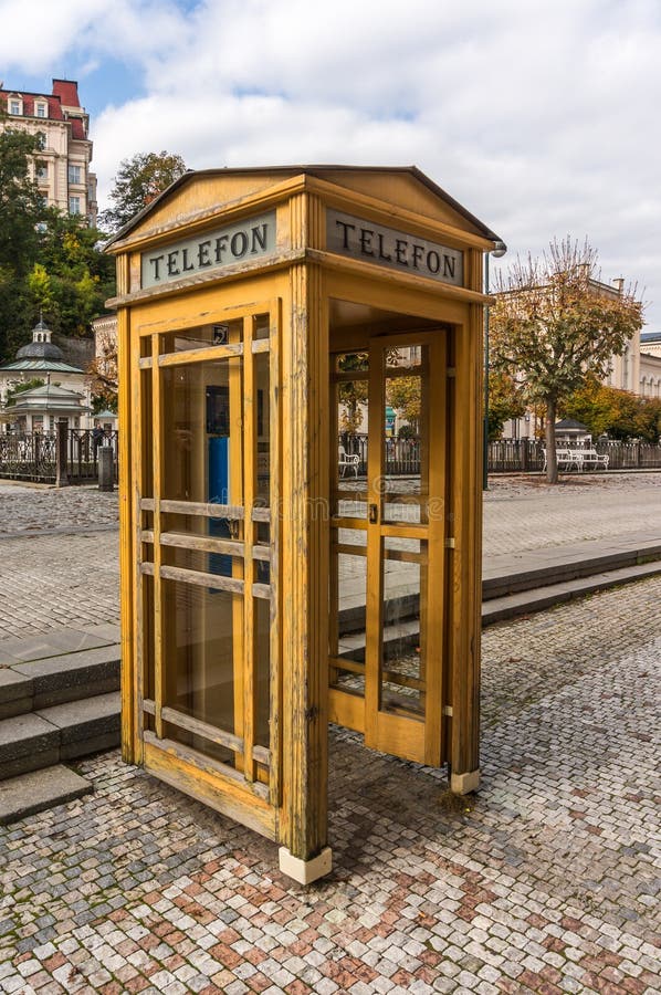Yellow phone booth stock photo. Image of autumn, public - 52020298