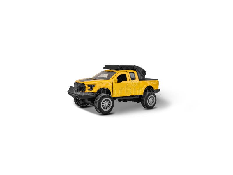Yellow Pickup Truck Toy Model with Clear White Background Stock Image ...