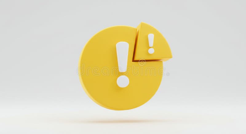 Yellow Pie Chart with Exclamation Mark Stock Illustration ...