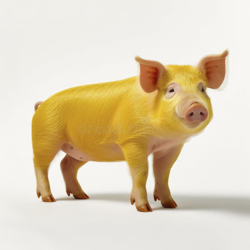 A yellow pig stock illustration. Illustration of animal - 281656751
