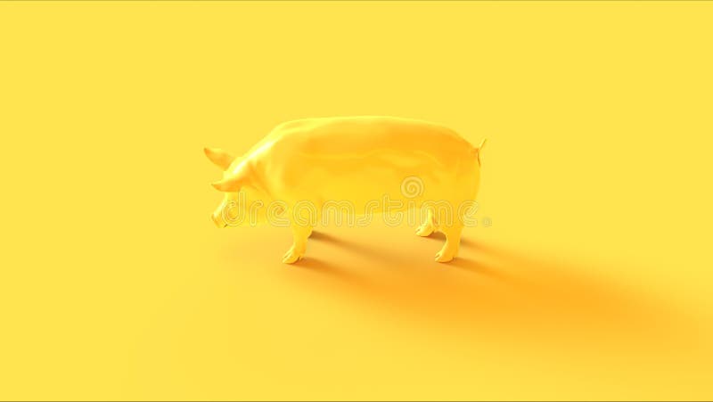 Yellow Pig Simple stock illustration. Illustration of high - 185187244