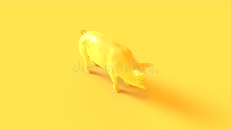 Yellow Pig Simple stock illustration. Illustration of element - 185187270