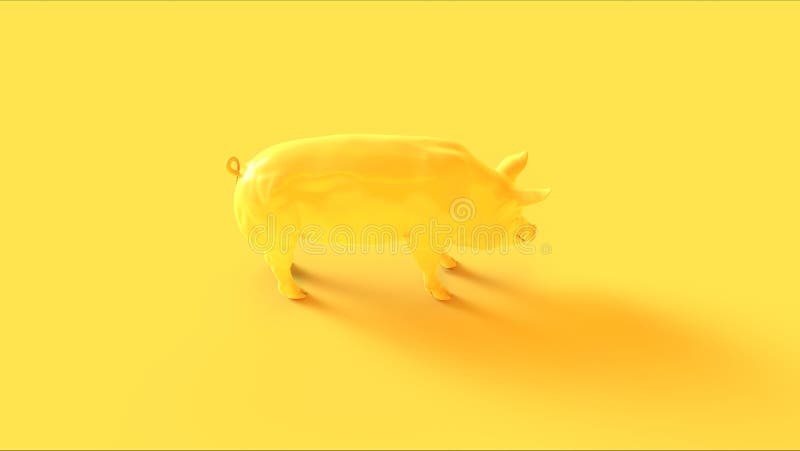 Yellow Pig Simple stock illustration. Illustration of blank - 185187303