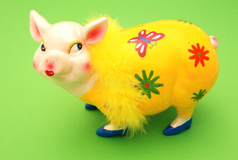 Yellow Piggy Bank with Glasses Stock Image - Image of dollar, isolated ...