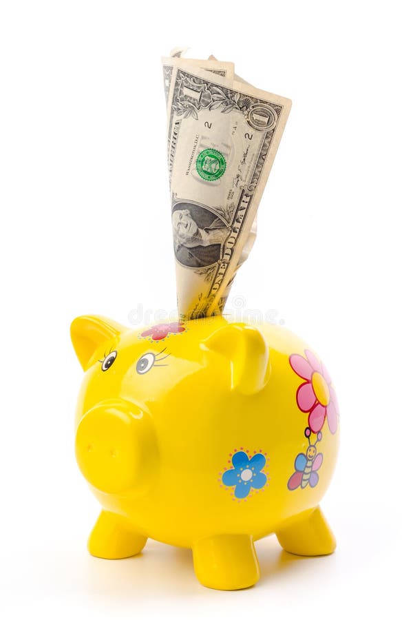 Yellow piggy bank stock photo. Image of money, dollar - 77807254