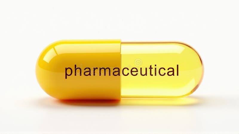 Yellow Pill with "Pharmaceutical" Label. Stock Illustration ...