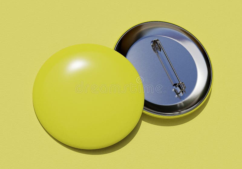 Yellow Pin Baddges on Yellow Background Stock Photo - Image of circle ...