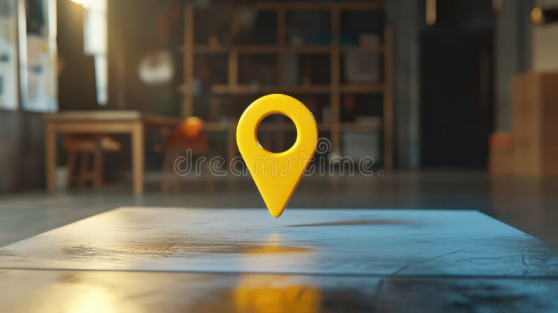 Yellow Pin for Location Advertisement Concept 3D Render Stock ...
