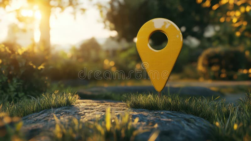 Yellow Pin for Location Advertisement Concept 3D Render Stock ...
