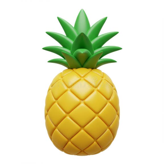 Yellow Pineapple 3D Rendering on White Background Stock Photo - Image of holiday, colors: 386768194