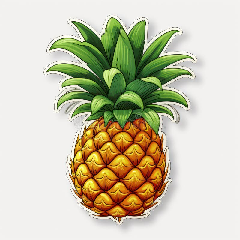 Yellow Pineapple-shaped Stickers with Green Leaves - AI Generated Stock ...
