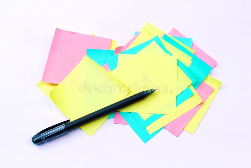 Yellow, Pink, Blue Sticky Note Isolate on White Background Stock Image ...