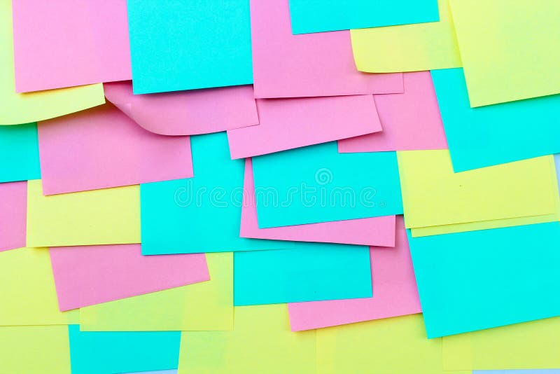 Yellow, Pink, Blue Sticky Note Isolate on White Background Stock Image ...