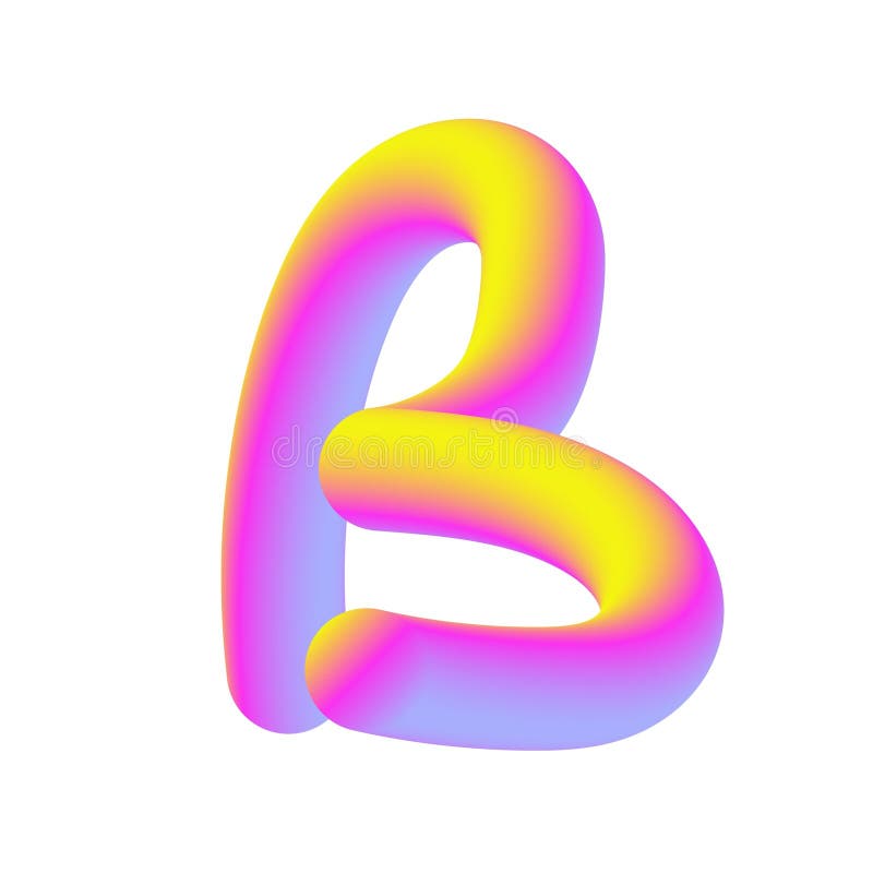 Yellow Pink Candy Letter B. 3D Render. Isolated on White Background ...