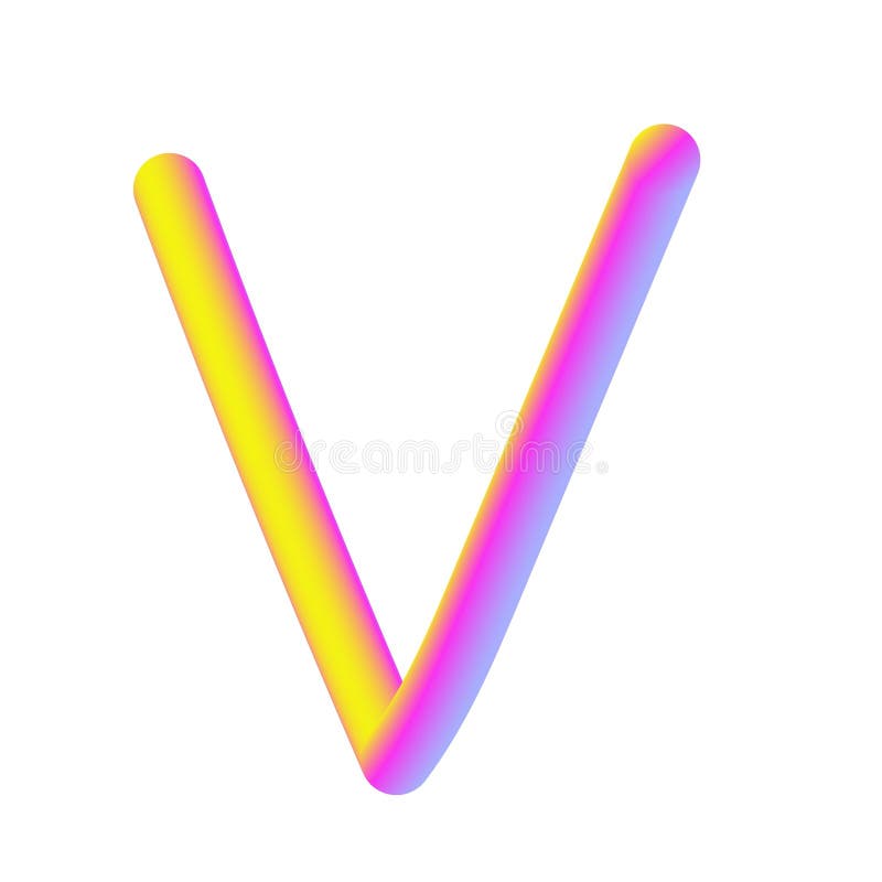 Yellow Pink Candy Letter V. 3D Render. Isolated on White Background ...