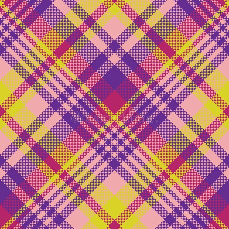 Yellow Pink Check Madras Seamless Fabric Texture Stock Vector ...