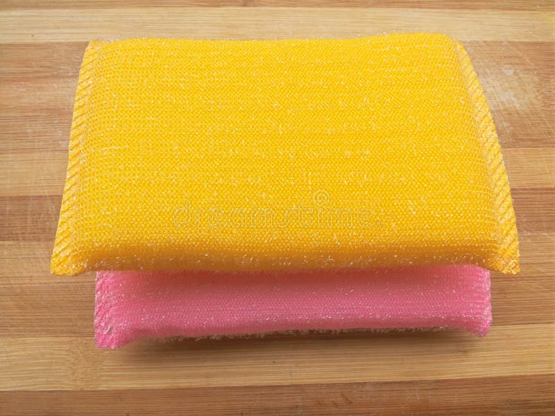 Yellow and Pink Colored Scrub Pads Stock Photo - Image of kitchen ...