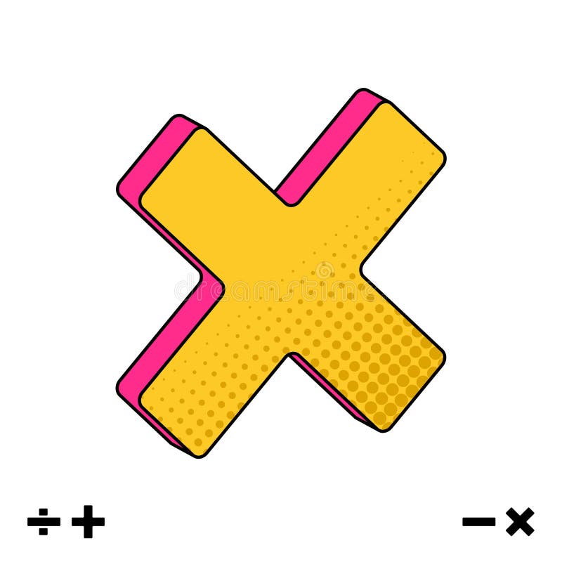 Yellow and Pink Multiply Halftone Icons, Isometric Mathmatic Graphic ...