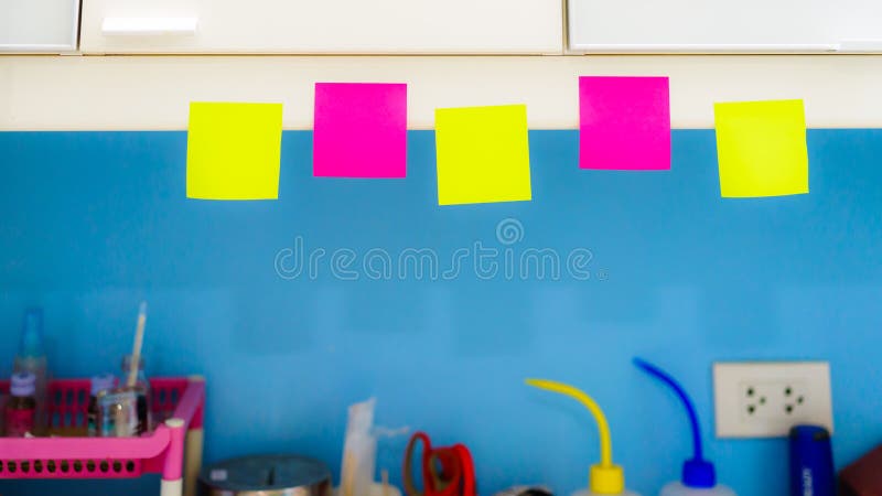 Yellow and Pink Reminder Sticky Note on Board in Hospital, Empty Space ...